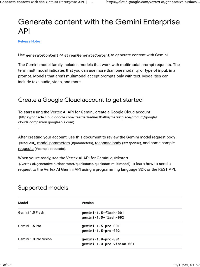 Generate Content With The Gemini Enterprise API - Generative AI On Vertex AI - Google Cloud ...