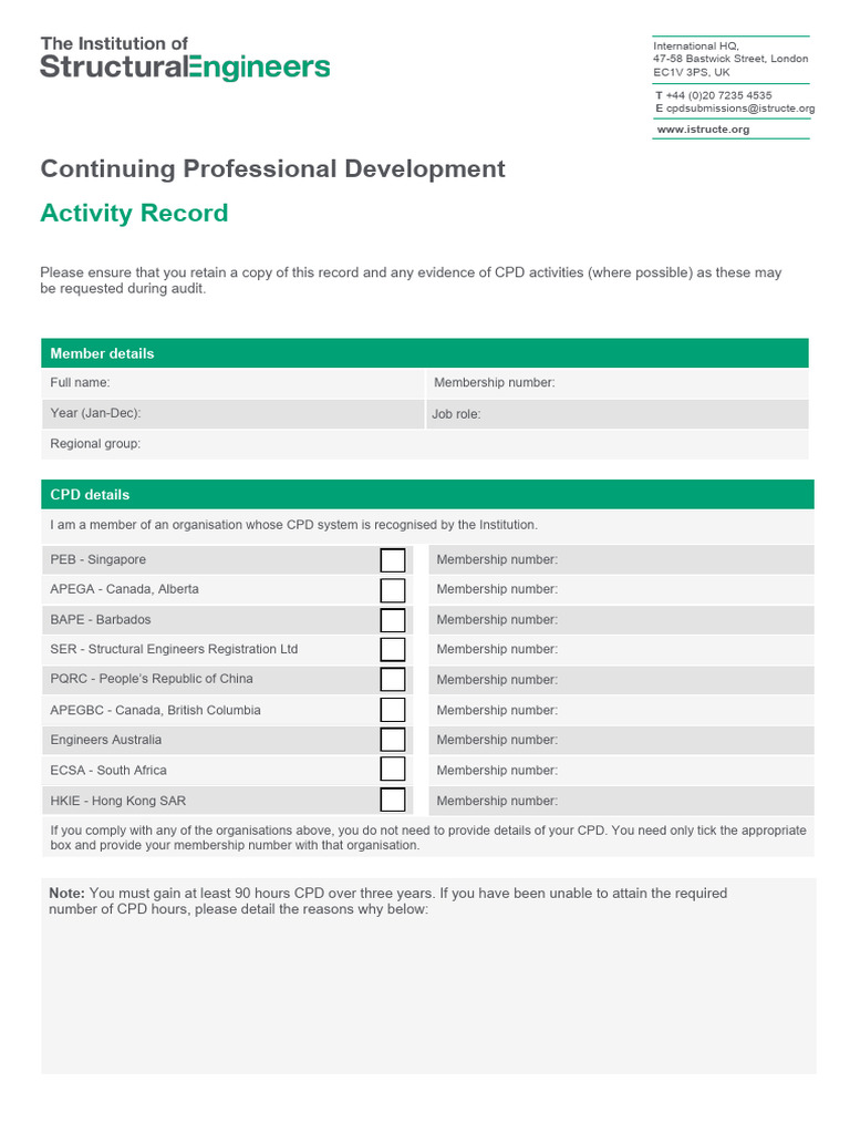 CPD Activity Record Form v9 (INTERACTIVE) | PDF | Professional Development