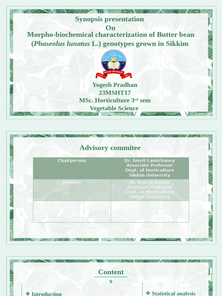 Yogesh Pradhan Final Synopsis | PDF | Bean | Genetics