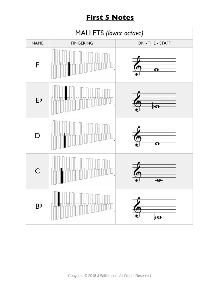 FIRST 5 NOTE CHARTS (mallets lower) | PDF