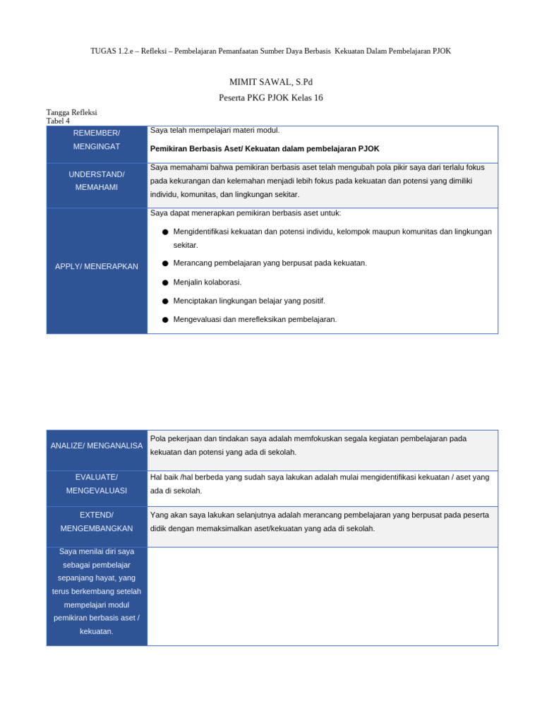 Refleksi Pemikiran Berbasis Aset PJOK | PDF