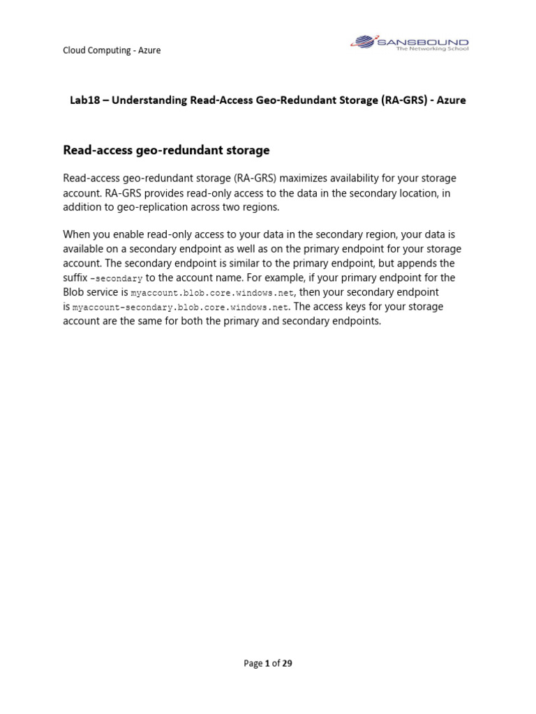Lab18 - Understanding Read Access Geo Redundant Storage (RA-GRS ...