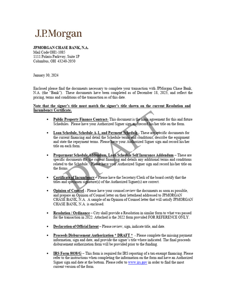 Draft Chase Agreement 2024 | PDF | Loans | Assignment (Law)