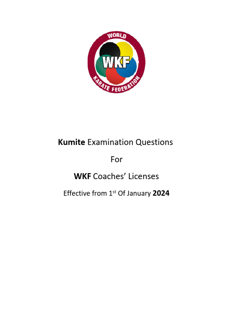 WKF Kumite Exam Questions 2024 | PDF | Concussion | Referee