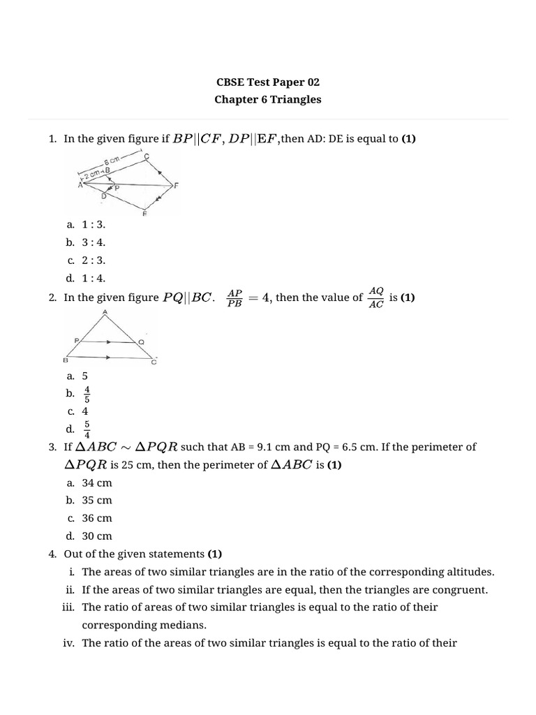 Chapter 06 Triangles Test 02 | PDF | Area | Triangle