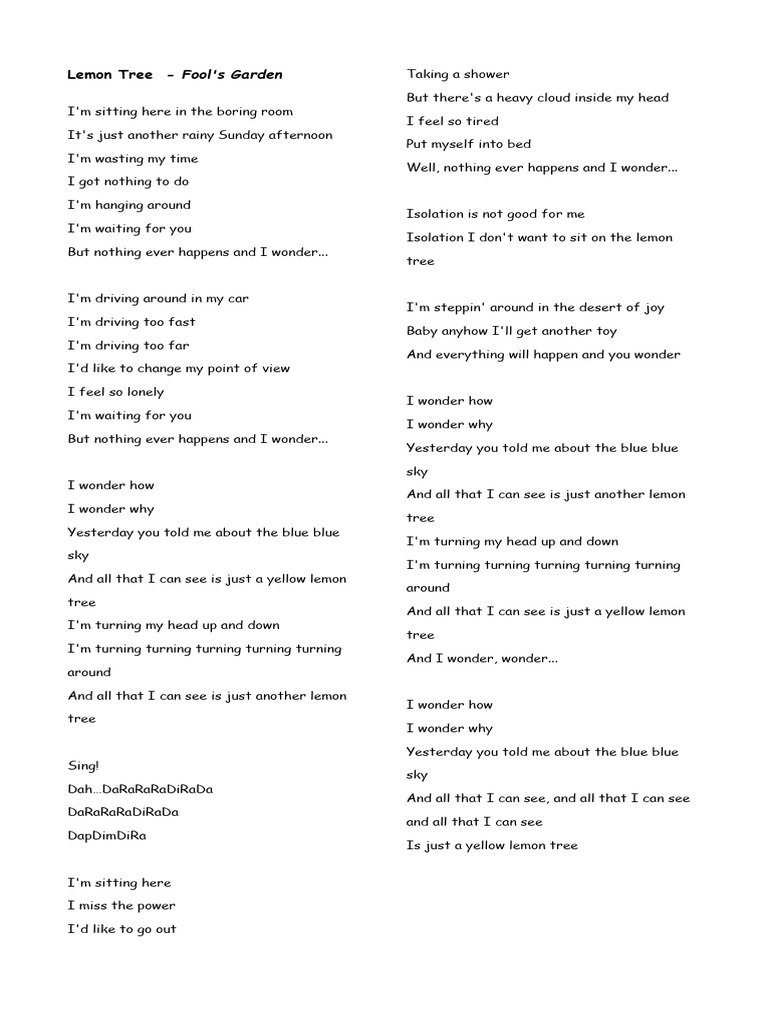 lemon tree song | PDF