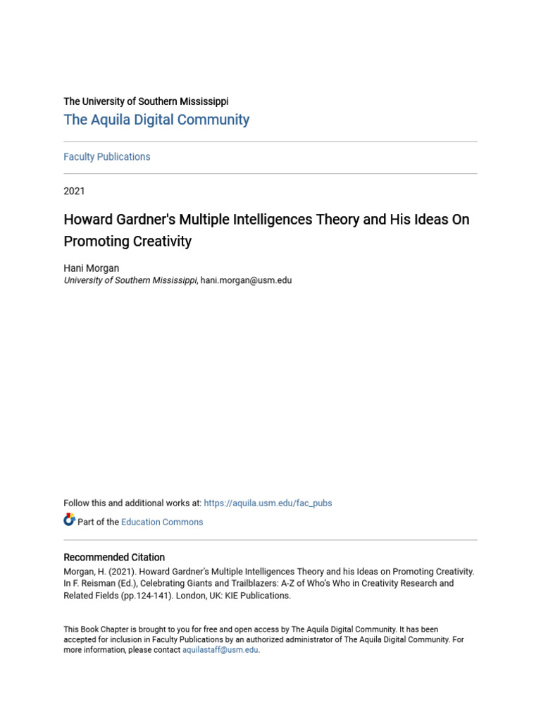 Howard Gardners Multiple Intelligences Theory and His Ideas On ...