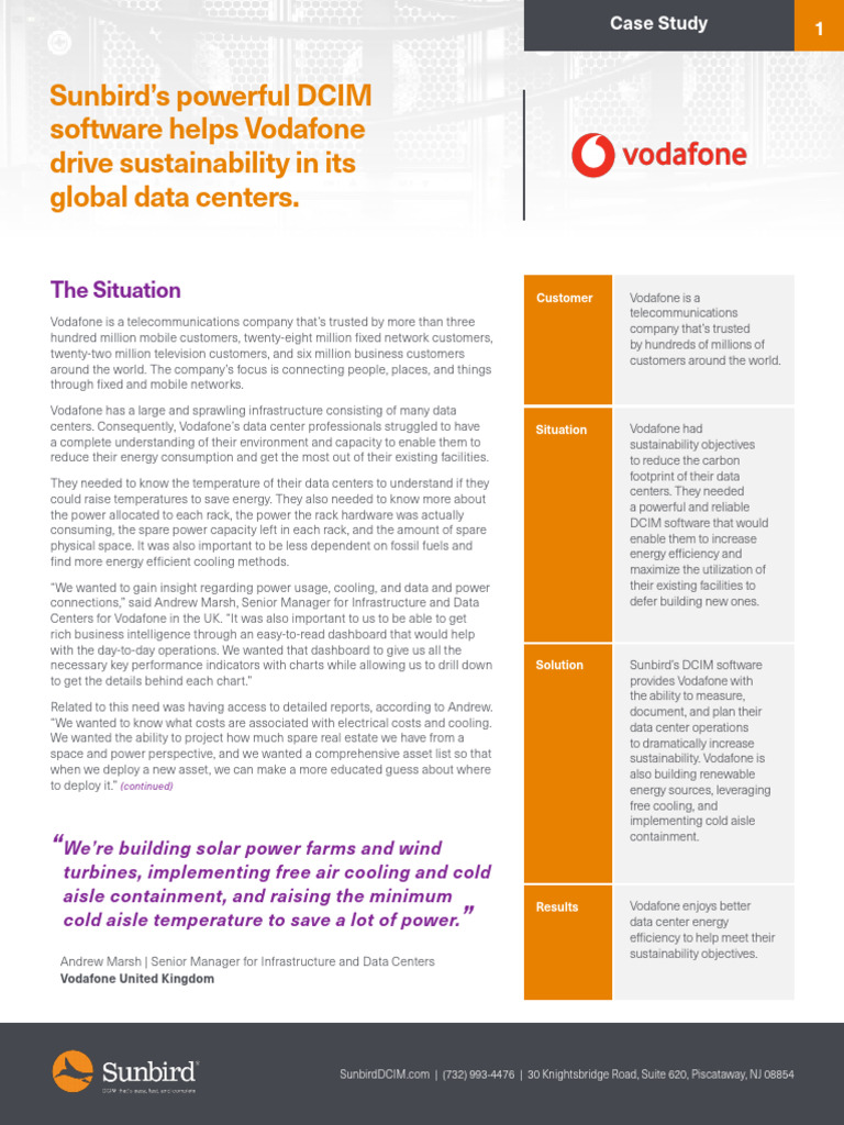 CS017 Sunbird CaseStudy Vodafone 0 | PDF | Data Center | Efficient Energy Use