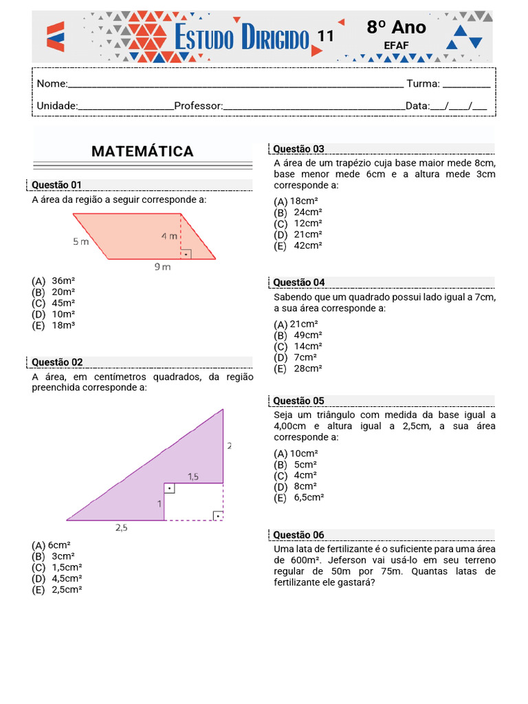 ED11 Matematica 8-Ano | PDF | Geometria Euclidiana | Geometria Elementar