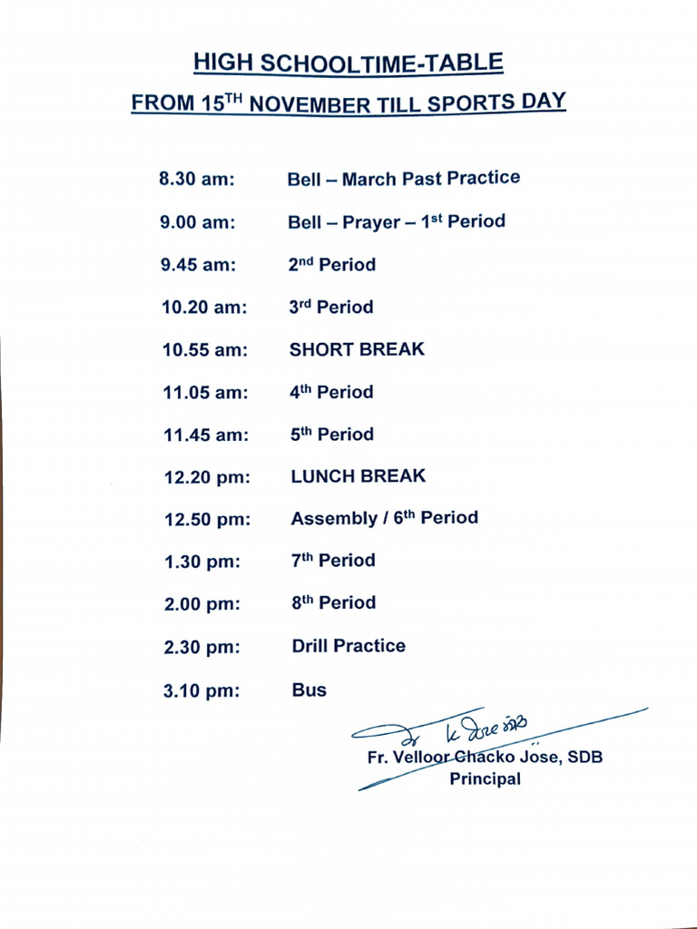 Winter Time Table | PDF