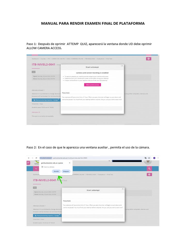 Manual para Realizar Examen de Plataforma PDF | PDF