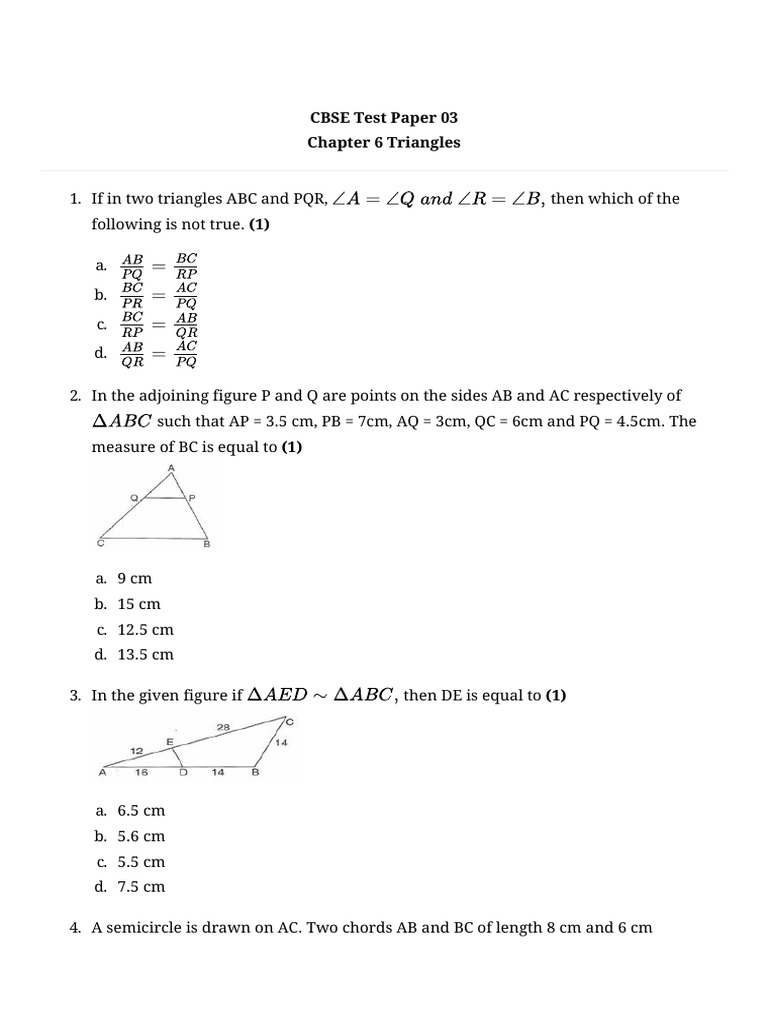 Chapter 06 Triangles Test 03 | PDF | Triangle | Geometry