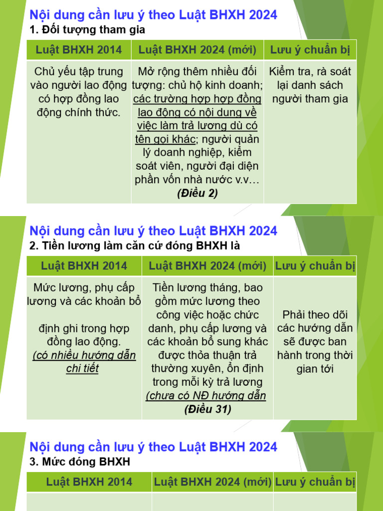 Các lưu ý Luật BHXH 2024 | PDF