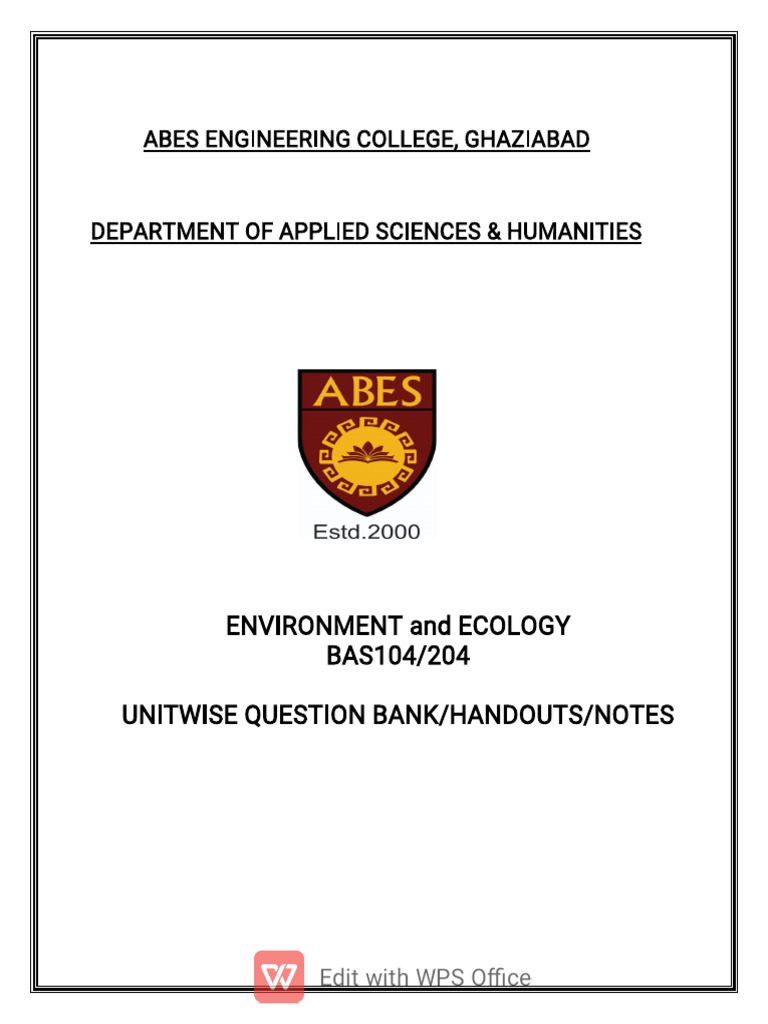 EVS Unit 01 | PDF | Earth Sciences | Ecosystem
