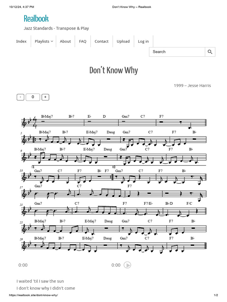 Don't Know Why Sheet Music | PDF