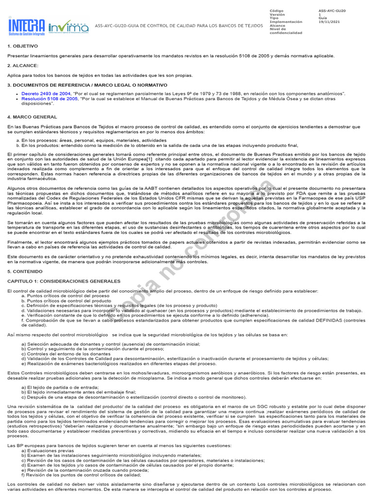 Ass-Ayc-Gu20 Guia de Control de Calidad Tejidos | PDF | Contaminación | Las bacterias