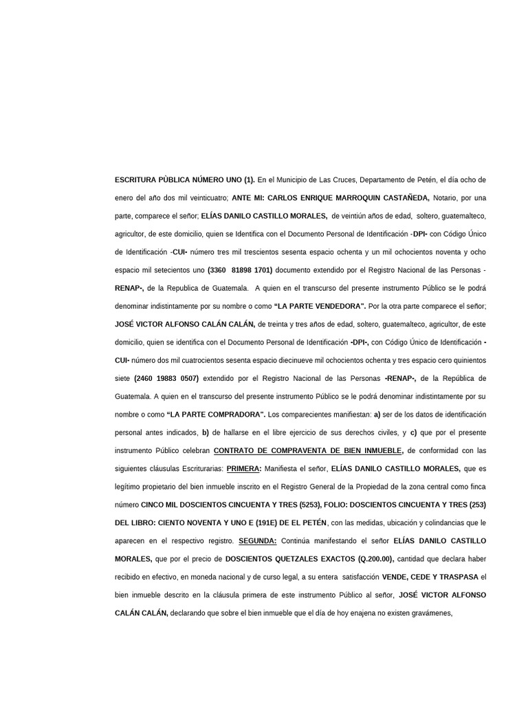 Escritura de Jose Calan Calan | PDF | Propiedad | Guatemala