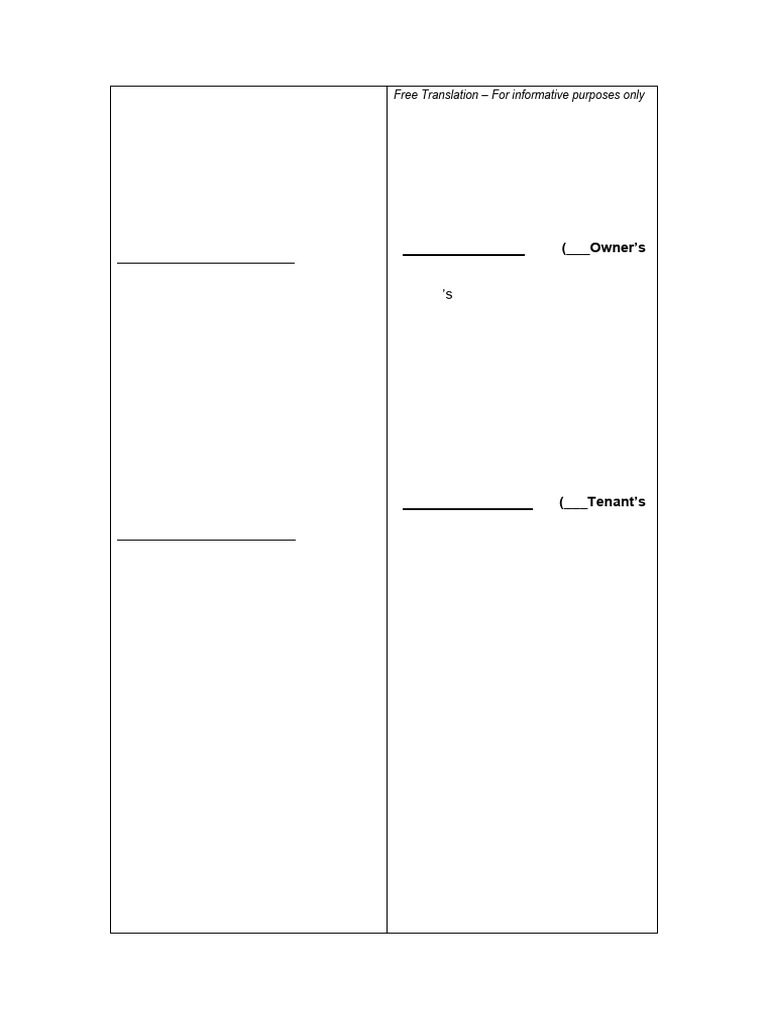 1 Year Bilingual Non Renewable Residential Lease Template | PDF ...