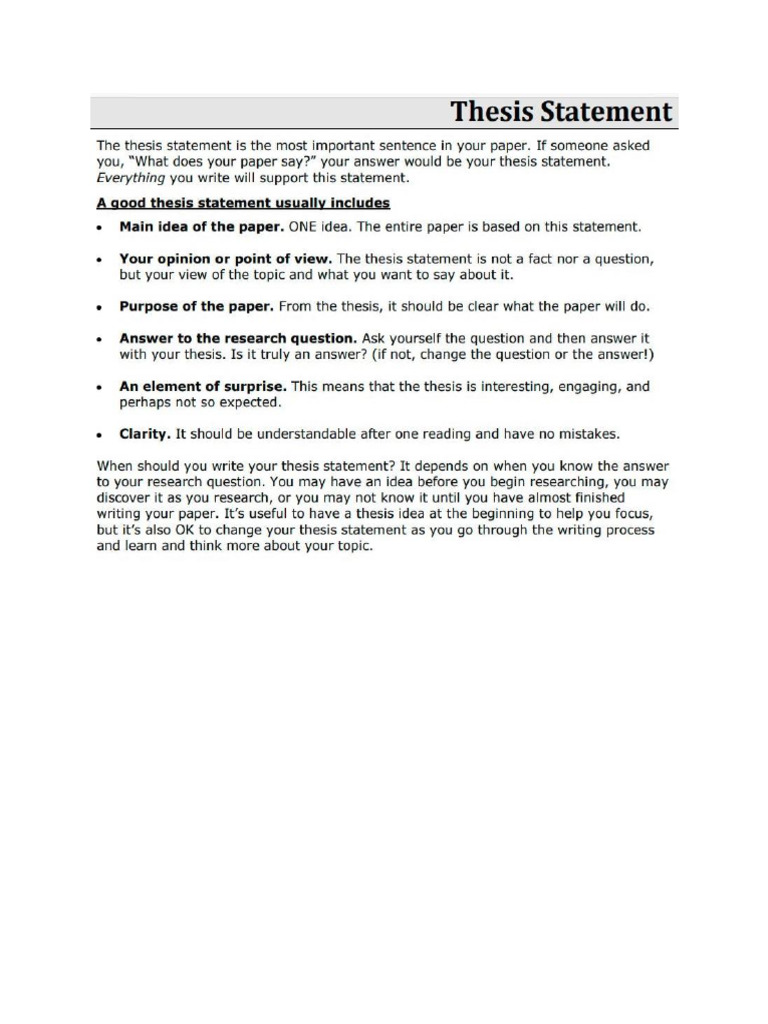 8.1 Thesis Statement | PDF