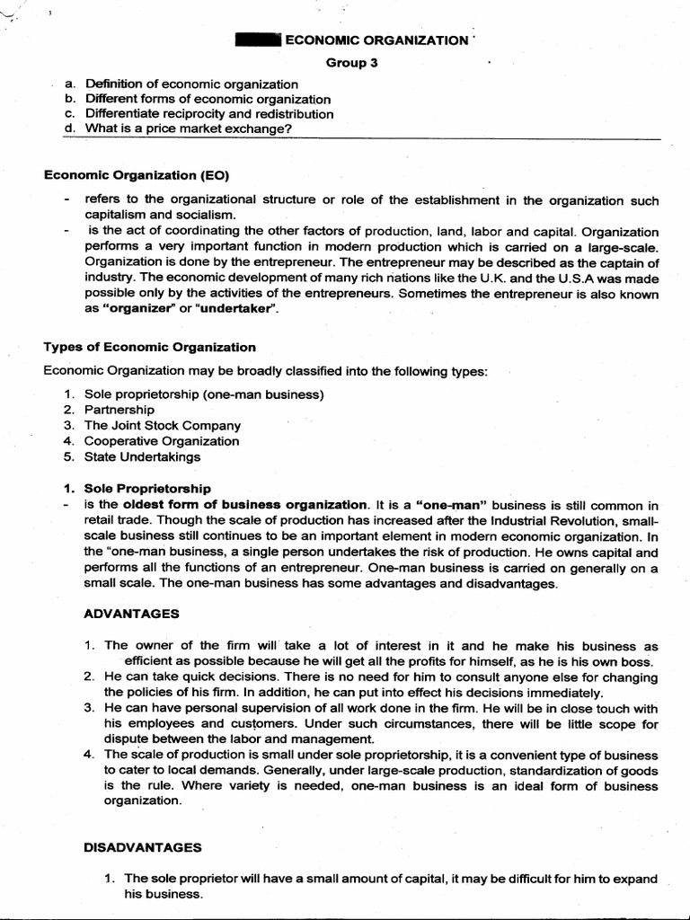 Economic Organization | PDF