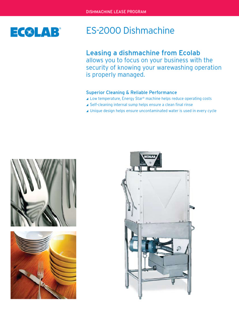 ES-2000 Dishmachine Brochure PDF | PDF | Water | Electric Power