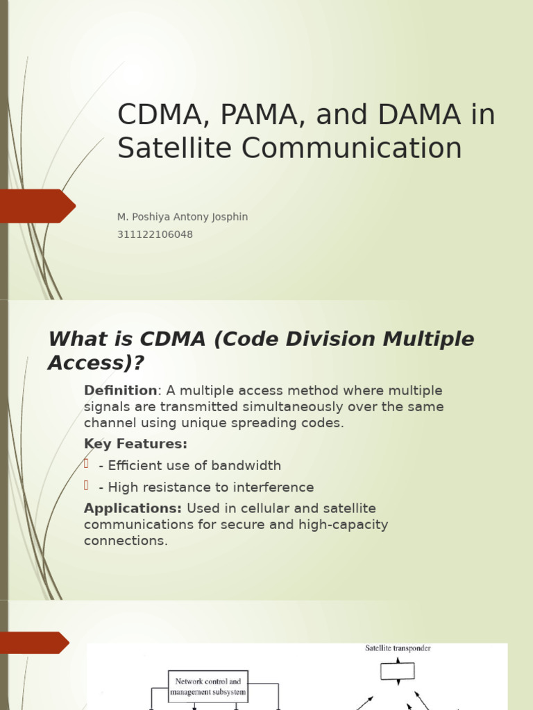 CDMA, PAMA, and DAMA in Satellite | PDF | Electrical Engineering | Computer Engineering