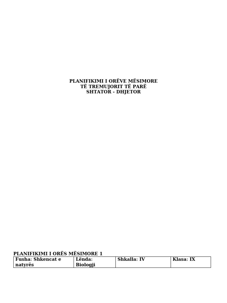 Ditaret Biologji 9 (Oret 45 Min) | PDF