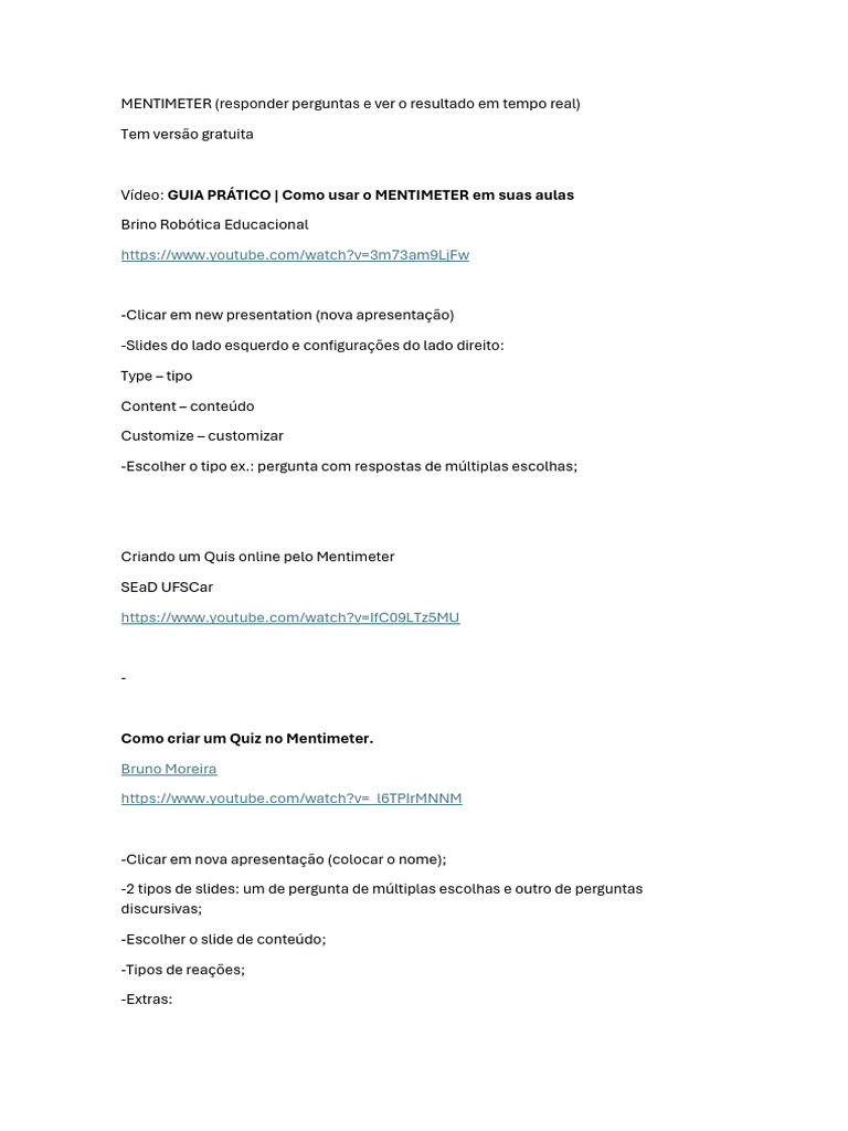 MENTIMETER - Tutorial | PDF