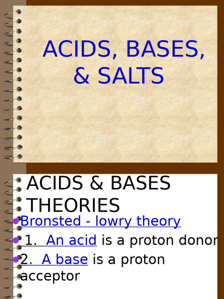 Chemistry Basics: Acids, Bases, Salts | PDF | Acid | Physical Chemistry