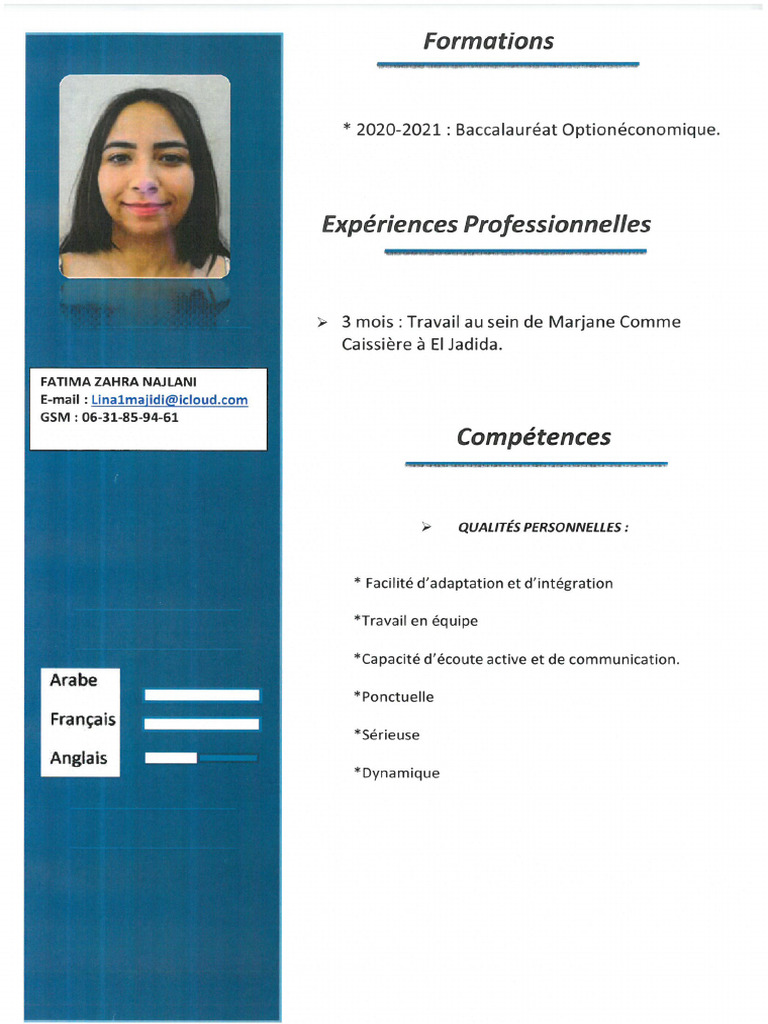 CV Fatima Zahra Najlani | PDF