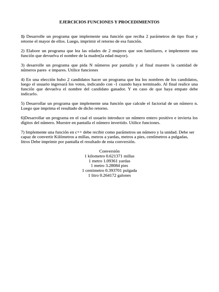 Ejercicios Funciones | PDF