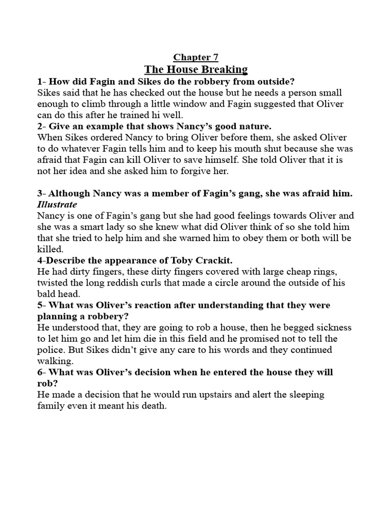 Chapters 7&8 | PDF | Nancy (Oliver Twist) | Fagin