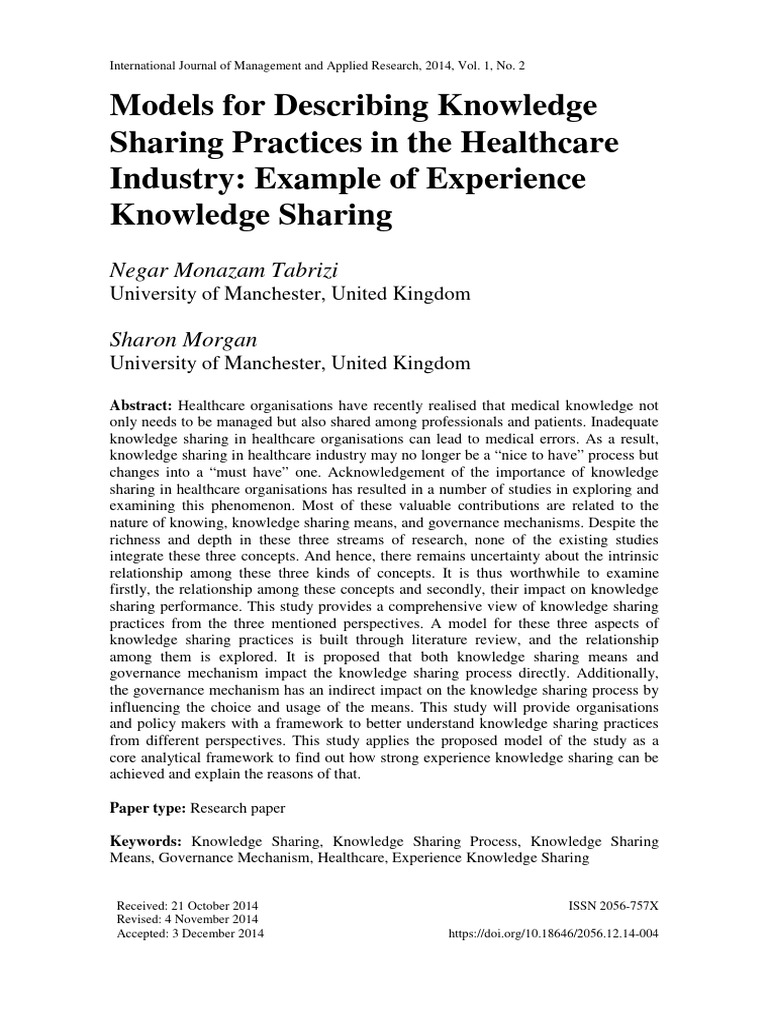 Tabrizi - Knowledge Sharing - Review | PDF | Knowledge | Governance