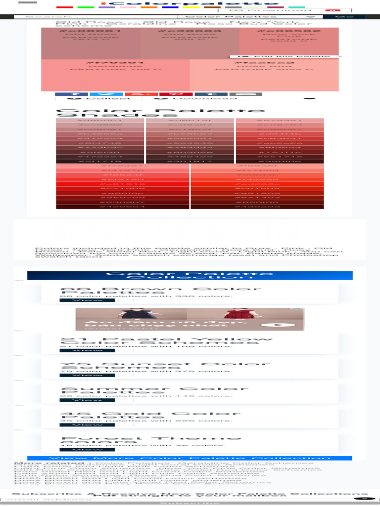 Old Rose Color Palette Collection | PDF | Color | Adobe Photoshop