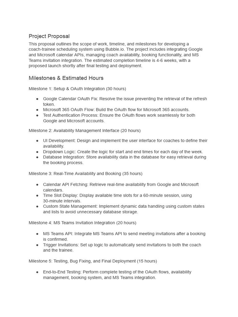 Proposal - Calendar Integration | PDF