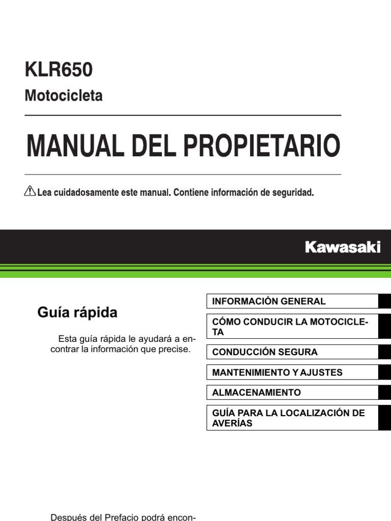Manual Usuario KLR 650 | PDF | Gasolina | Motocicleta