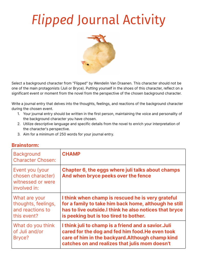 Champ's Perspective in "Flipped" | PDF