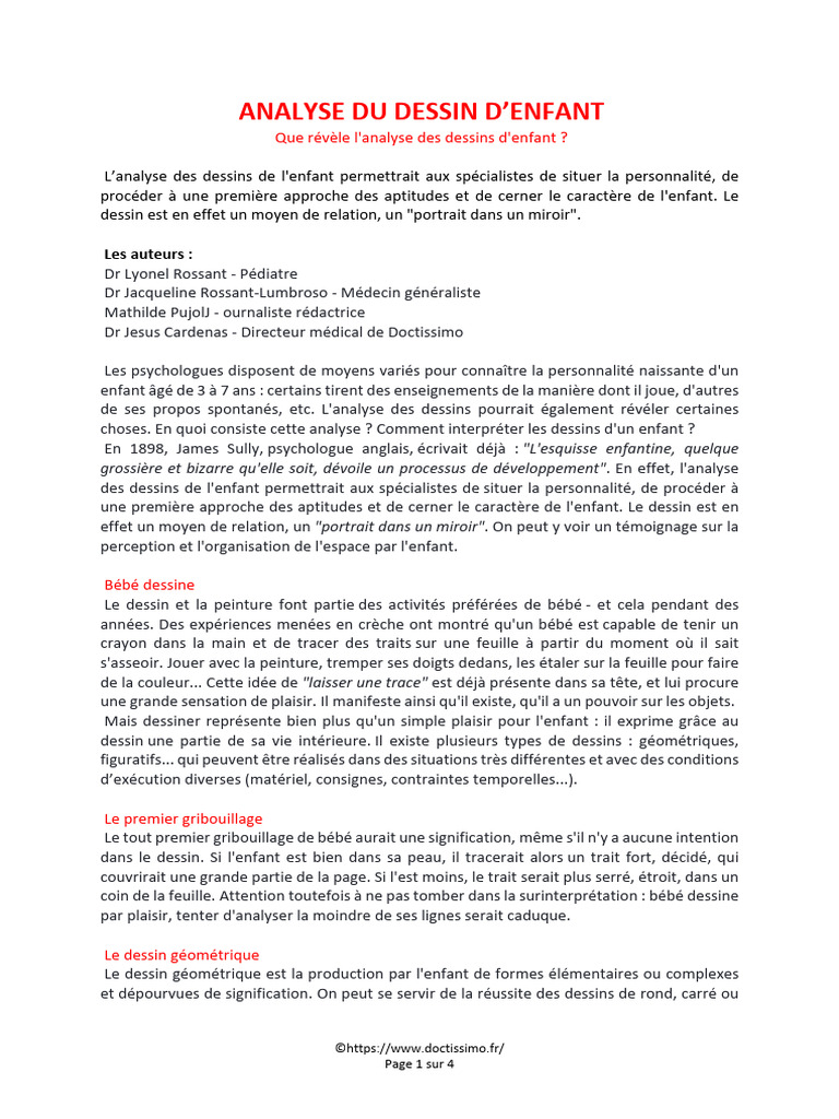 Analyse des Dessins d'Enfants | PDF | Dessin | Couleur