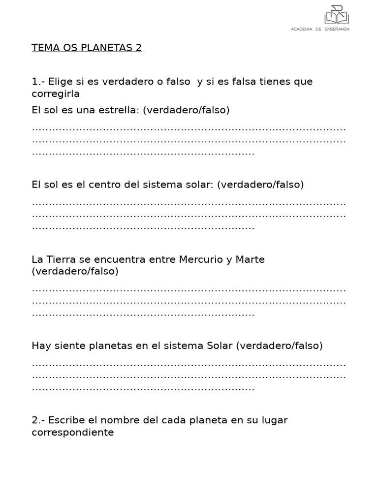 SOC1 Os Planetas 2 | PDF