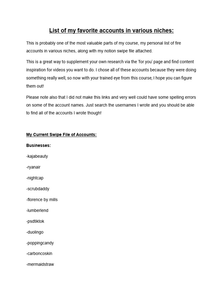 1. List of Accounts | PDF