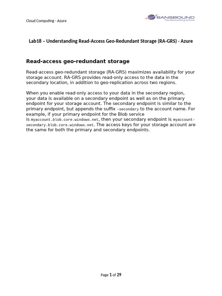 Lab18 - Understanding Read Access Geo Redundant Storage (RA-GRS ...