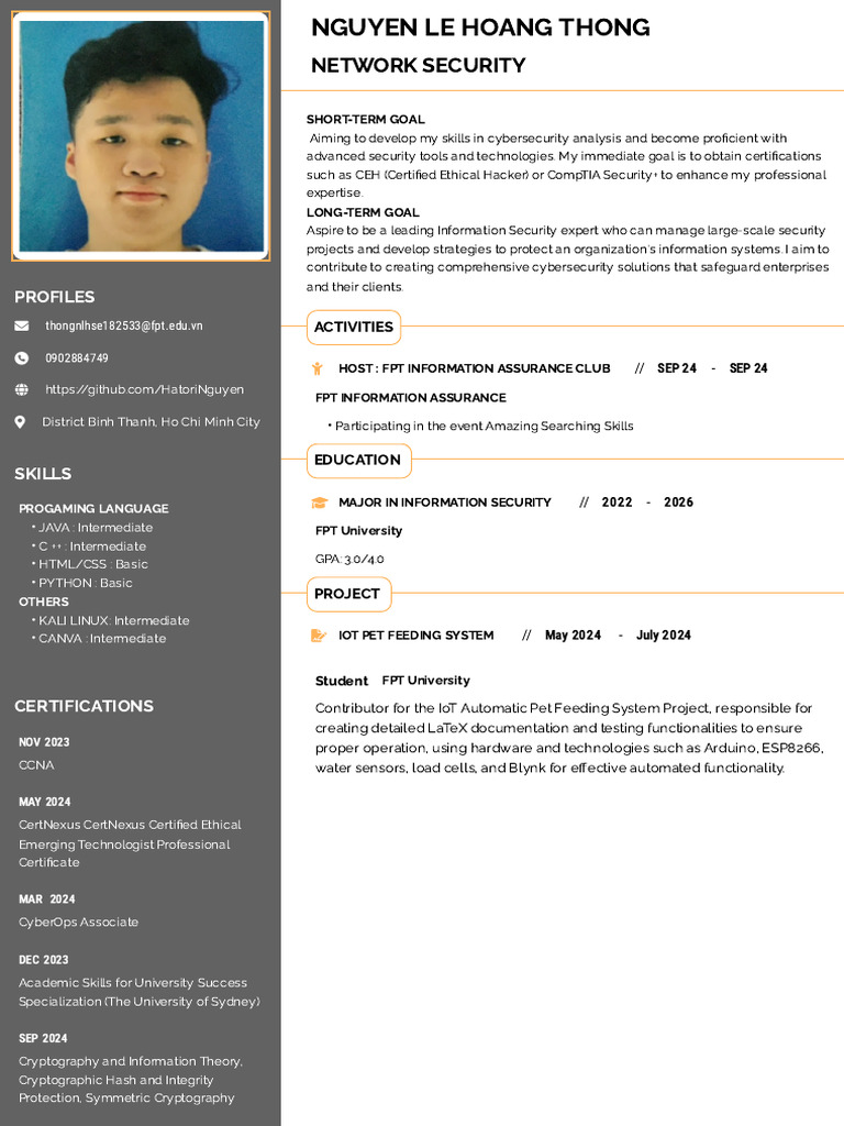 Nguyen Le Hoang Thong's Cybersecurity Profile | PDF | Cryptography | Computer Security
