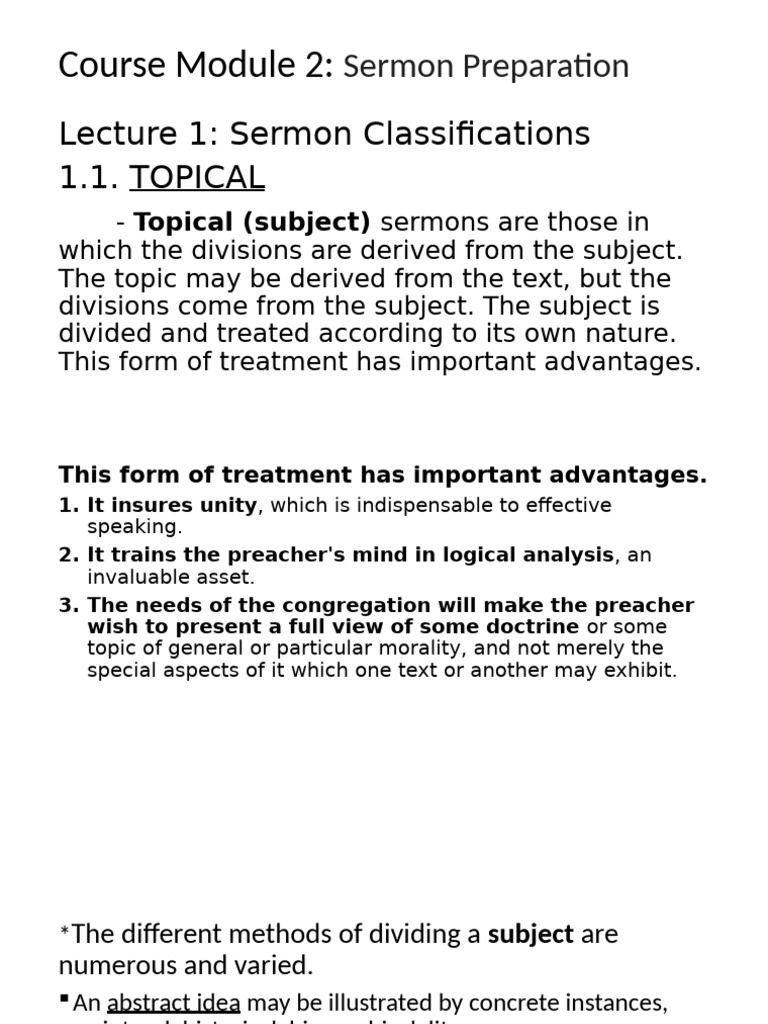 Sermon Classifications 124246 | PDF | Sermon | Expository Preaching