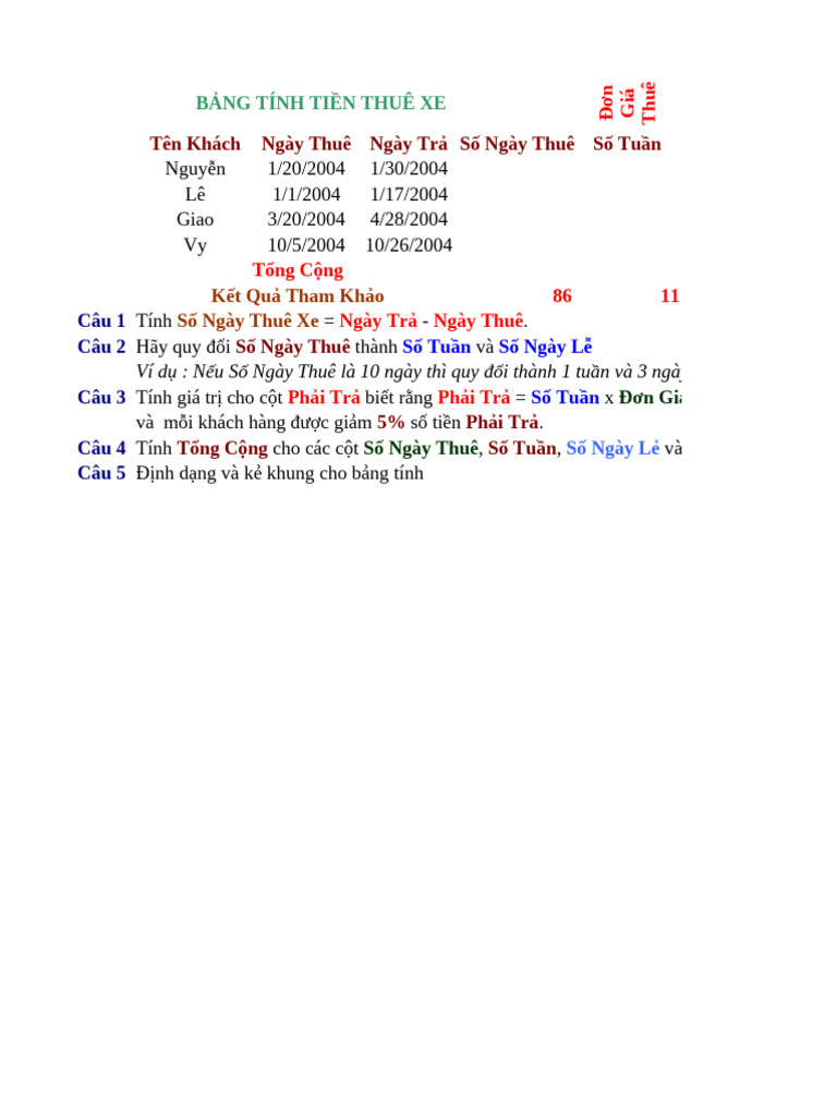 Bai Tap Thuc Hanh Excel | PDF