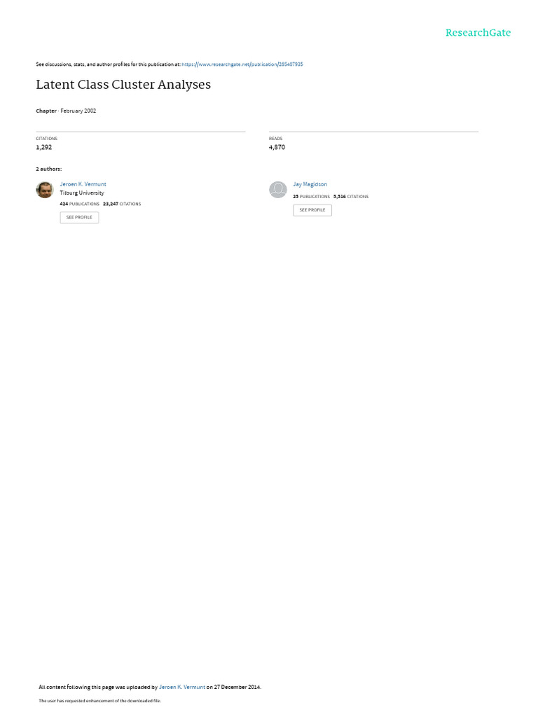 hagenaars2002b | PDF | Dependent And Independent Variables | Cluster Analysis