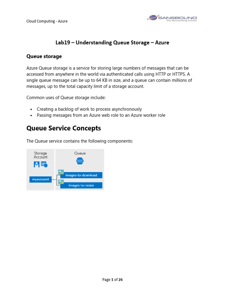 Lab19 - Understanding Queue Storage - Azure | PDF | Microsoft Azure ... Lab19 - Understanding Queue Storage - Azure | PDF | Microsoft Azure ...
