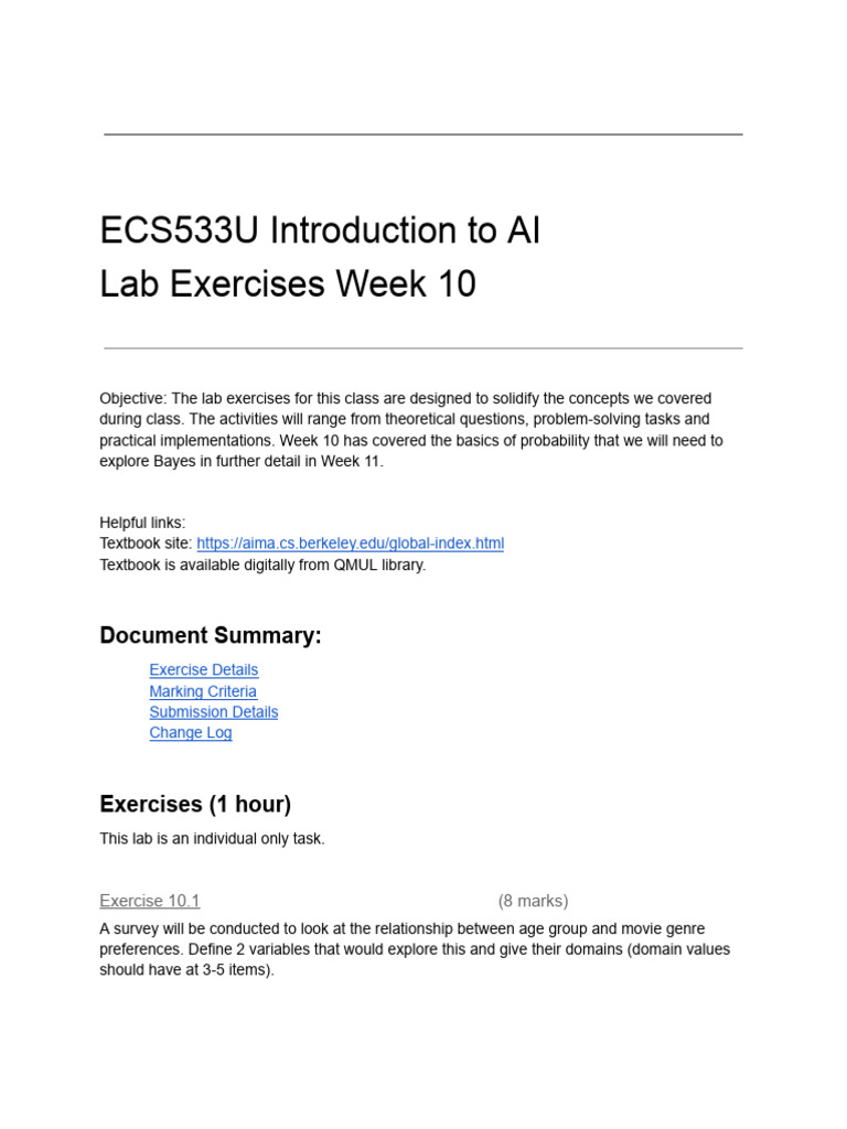 ECS533U Week 10 Lab Exercises | PDF | Applied Mathematics