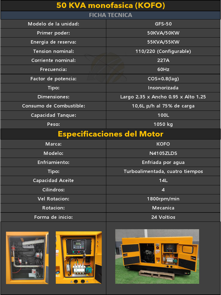 50kva (Kofo) monofasica | PDF | Generador eléctrico | Voltio