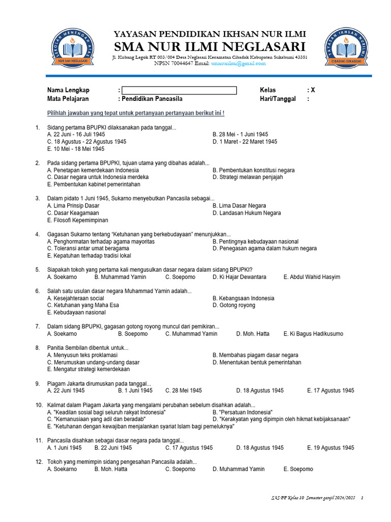 SOAL PP Kelas 10 | PDF