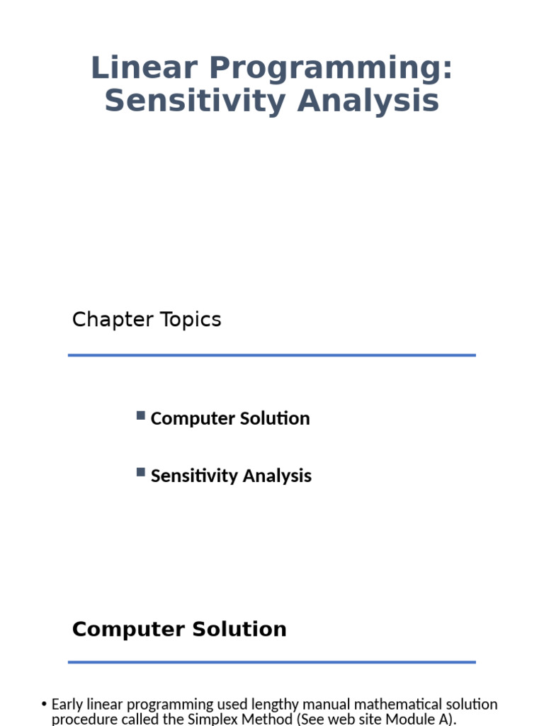 OMDM SEnsitivity Analysis_Presentation | PDF | Linear Programming | Sensitivity Analysis